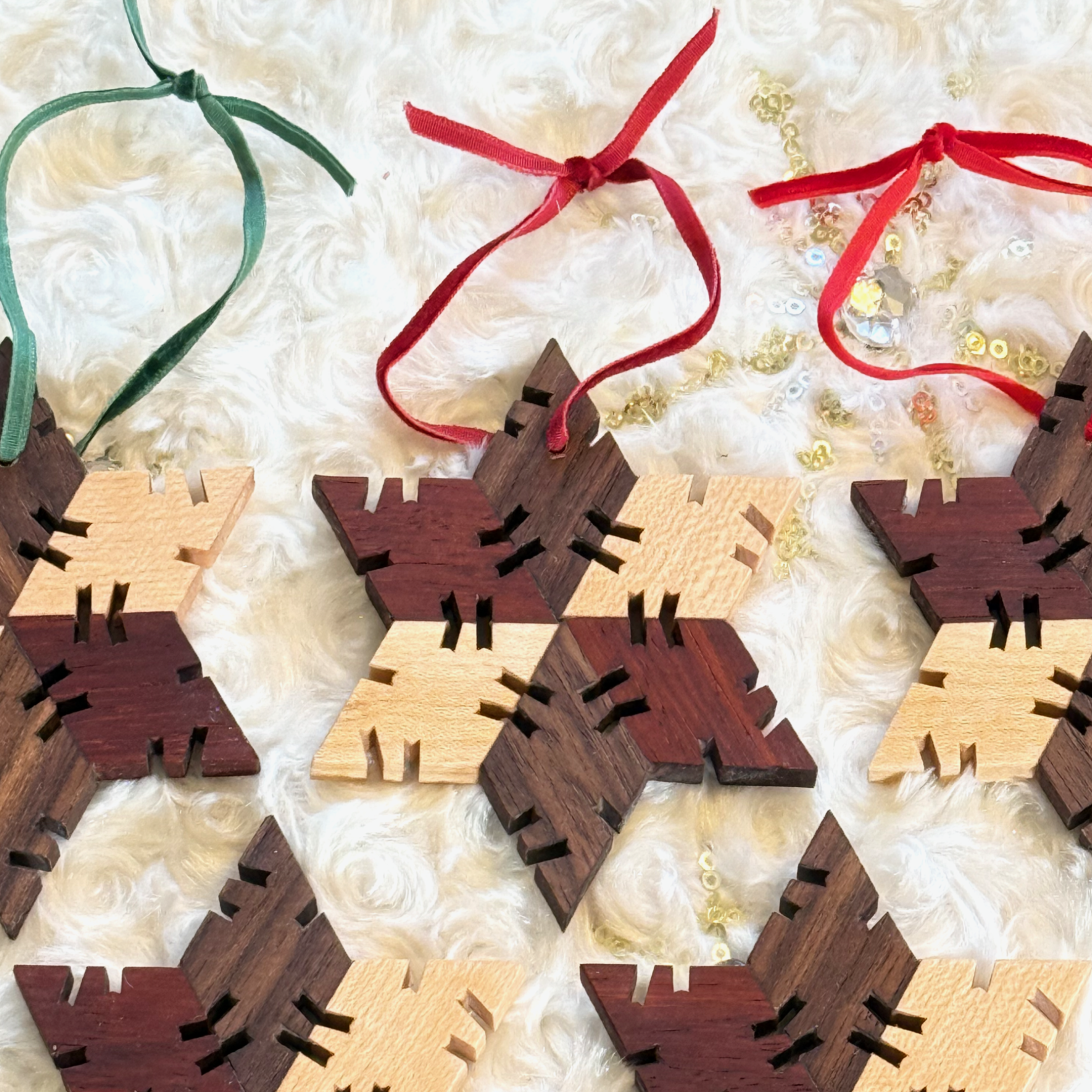 Handcrafted hardwood Snowflake, an elegant natural timeless ornament ...